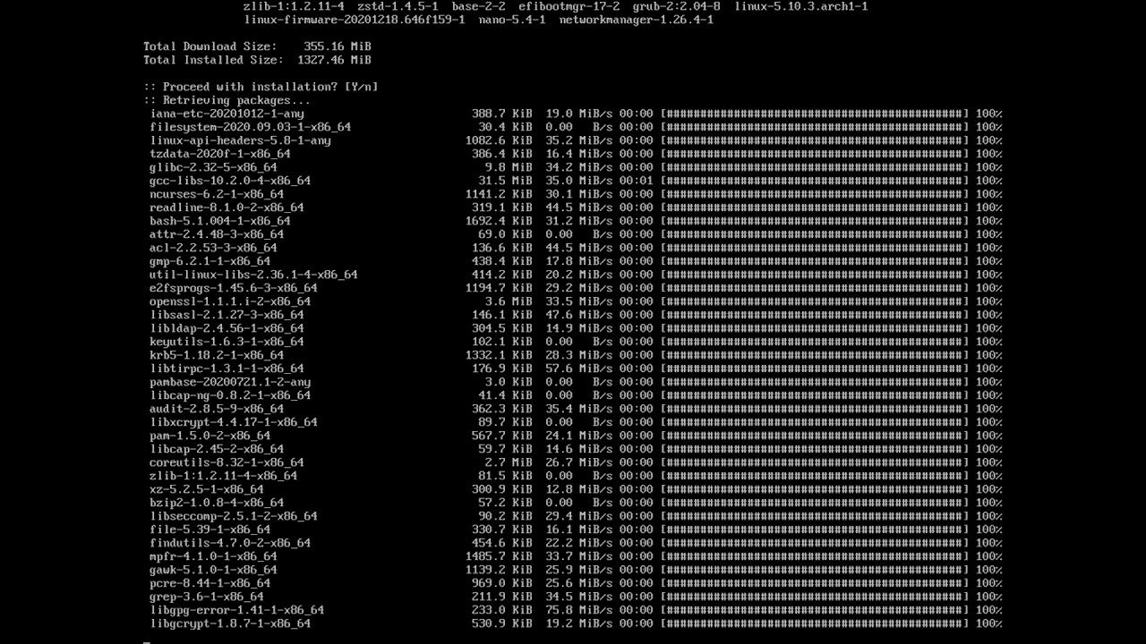 Arch Linux: Instalación con ISO 01/01/2021 en UEFI - MuyLinux