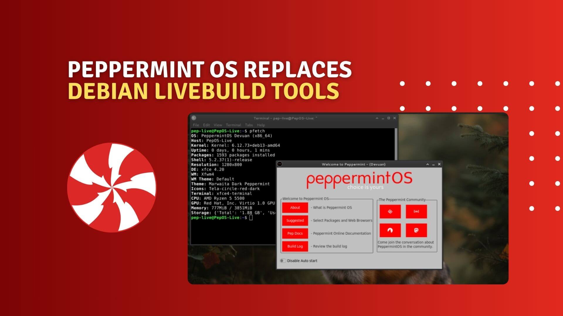 Peppermint OS reemplaza Debian Livebuild con su propio spinner ...
